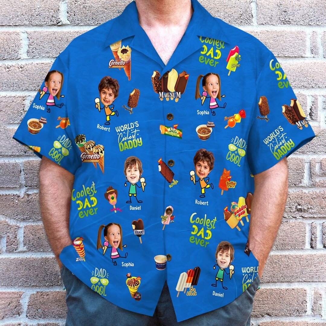 Custom Photo Gifts for Dad Hawaii Shirt, Coolest Dad Ever Hawaiian ...