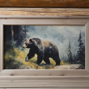 Rustic Black Bear Poster Print, Vintage Forest Wall Art, Rustic Bear ...