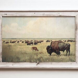 Bison Herd Poster Print, American Bison Painting, Western Wall Art ...