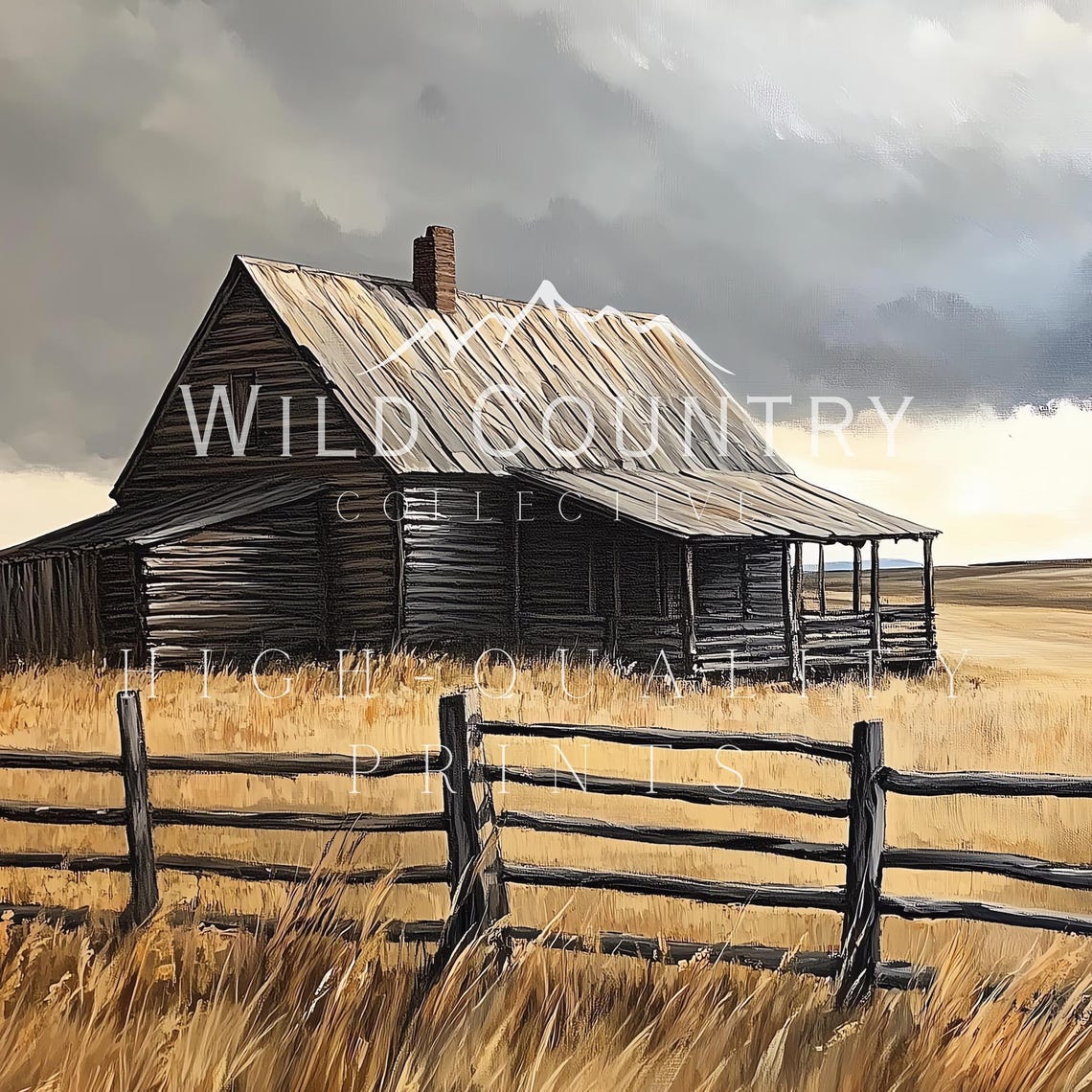 Dark Old Barn Poster Print, Vintage Wooden Barn Oil Painting, Dark ...