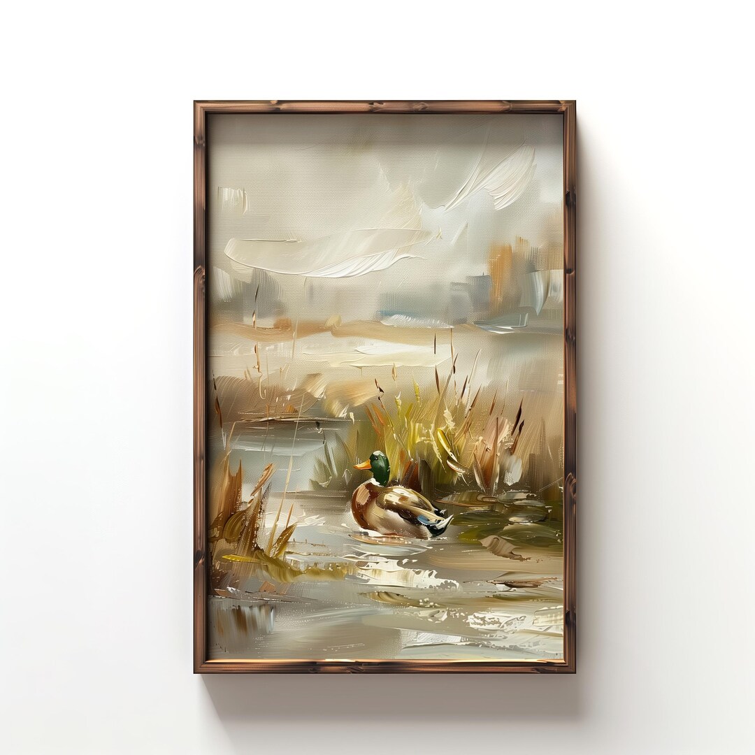 Rustic Mallard Duck Oil Painting, Vintage Montana Oil Painting ...