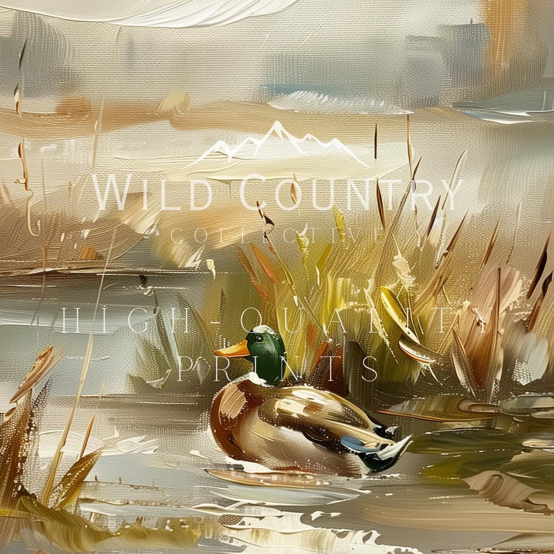 Rustic Mallard Duck Oil Painting Vintage Montana Wall Art Duck Woodland ...