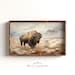 American Bison Art Print, Mountain Landscape Painting, Vintage Buffalo ...