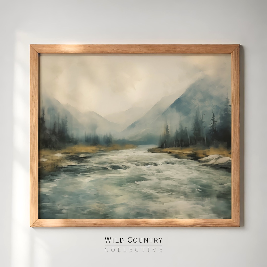 Rushing River Vol.3 Poster, Montana Landscape Art, Rustic River ...
