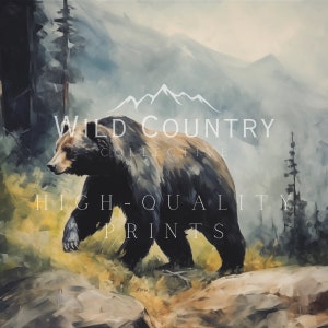 Rustic Black Bear Poster Print, Vintage Forest Wall Art, Rustic Bear ...