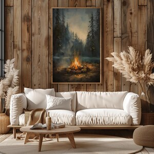 Printable Rustic Campfire Wall Art, Camping Theme Wall Art, Vintage ...