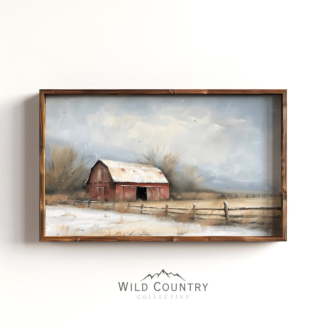 Old Red Barn Oil Painting Poster, Antique Barn Art Print, Vintage ...