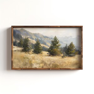 Vintage Pine Forest Tree Painting, Evergreen Pine Tree Poster, Muted ...