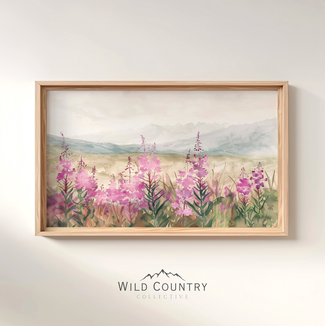 Printable Fireweed Wildflower Wall Art, Purple Wildflower Field Wall ...