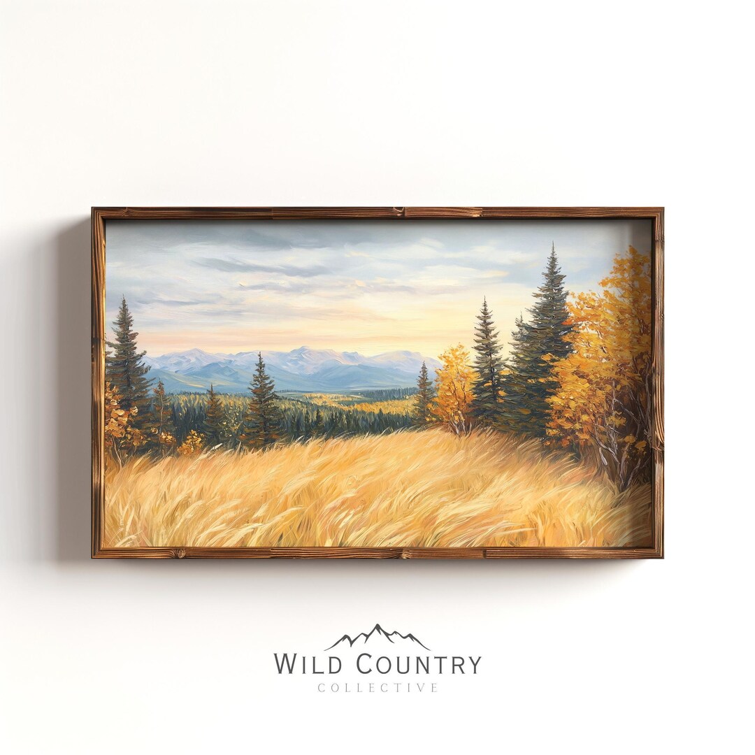 Autumn Leaves Landscape Poster Print, Rustic Fall Wall Art, Forest ...