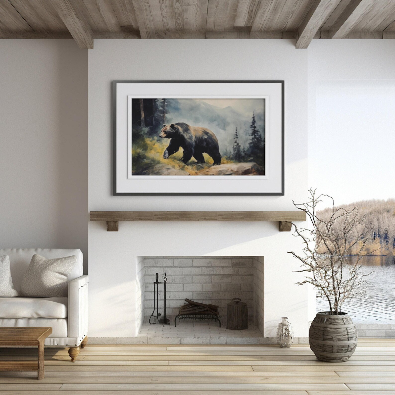 Rustic Black Bear Poster Print, Vintage Forest Wall Art, Rustic Bear ...