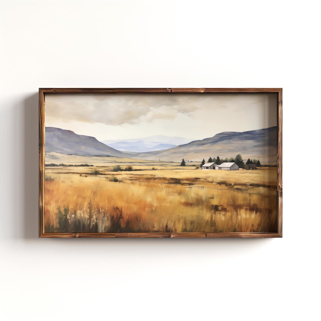 Printable Ranch Home Painting, Western Wall Art, American Country Decor ...