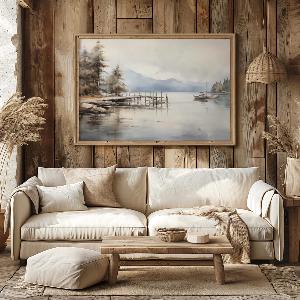 Dockside Lake Poster Print, Vintage Lake View Wall Art, Montana Poster ...