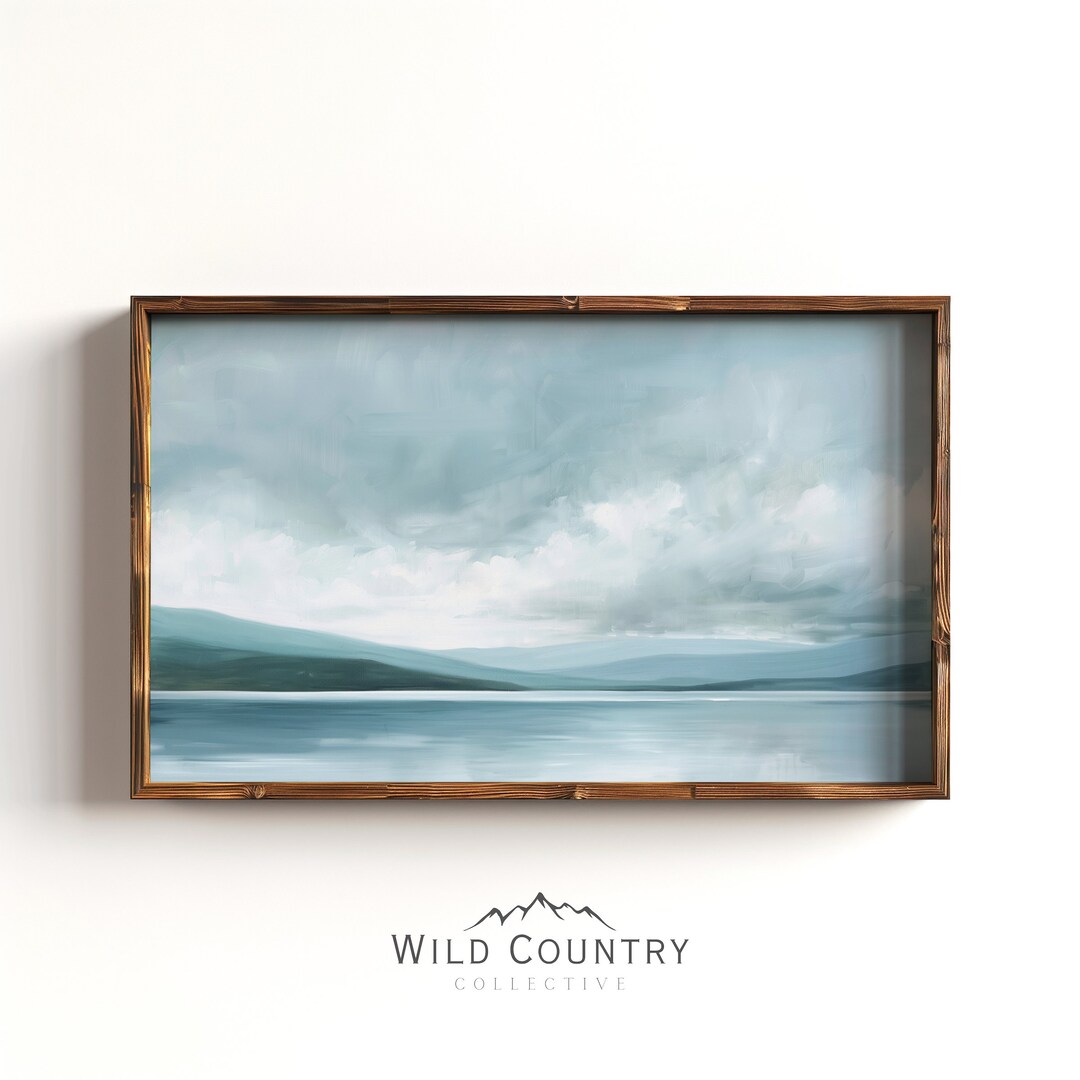 Printable Flathead Storm Cloud Wall Art, Moody Dark Art, Lake Landscape Oil Painting, Storm ...