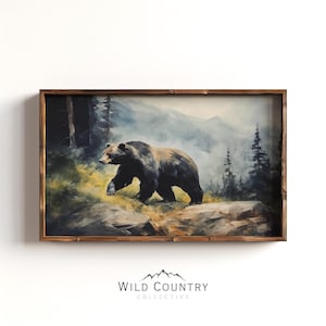 Rustic Black Bear Poster Print, Vintage Forest Wall Art, Rustic Bear ...