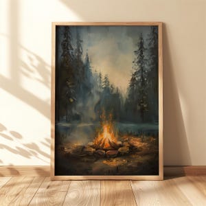 Printable Rustic Campfire Wall Art, Camping Theme Wall Art, Vintage ...