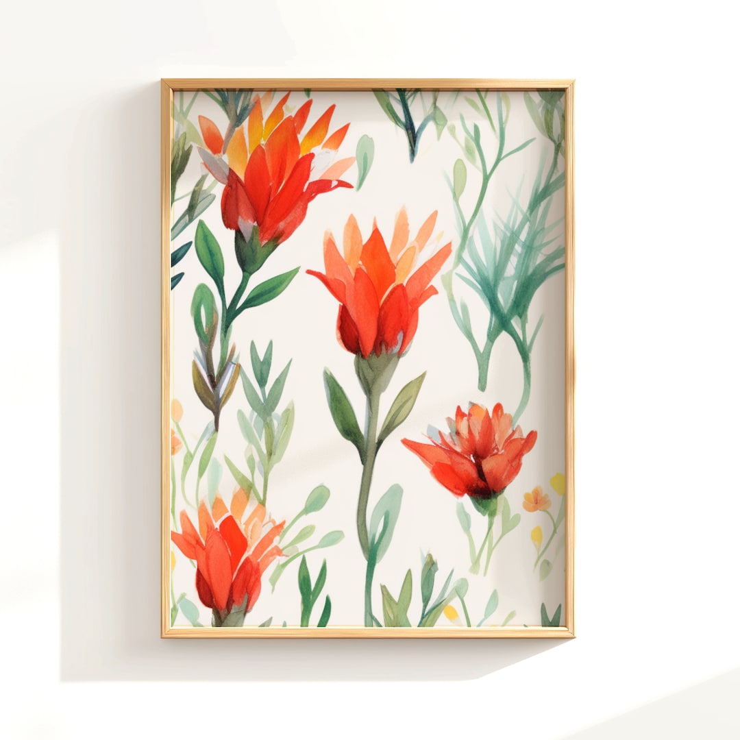 Indian Paintbrush Watercolor Printable Art, Indian Paintbrush Print ...