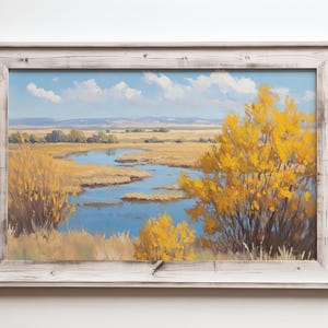 Vintage Autumn River Poster, Fall in Montana Landscape Art, River ...