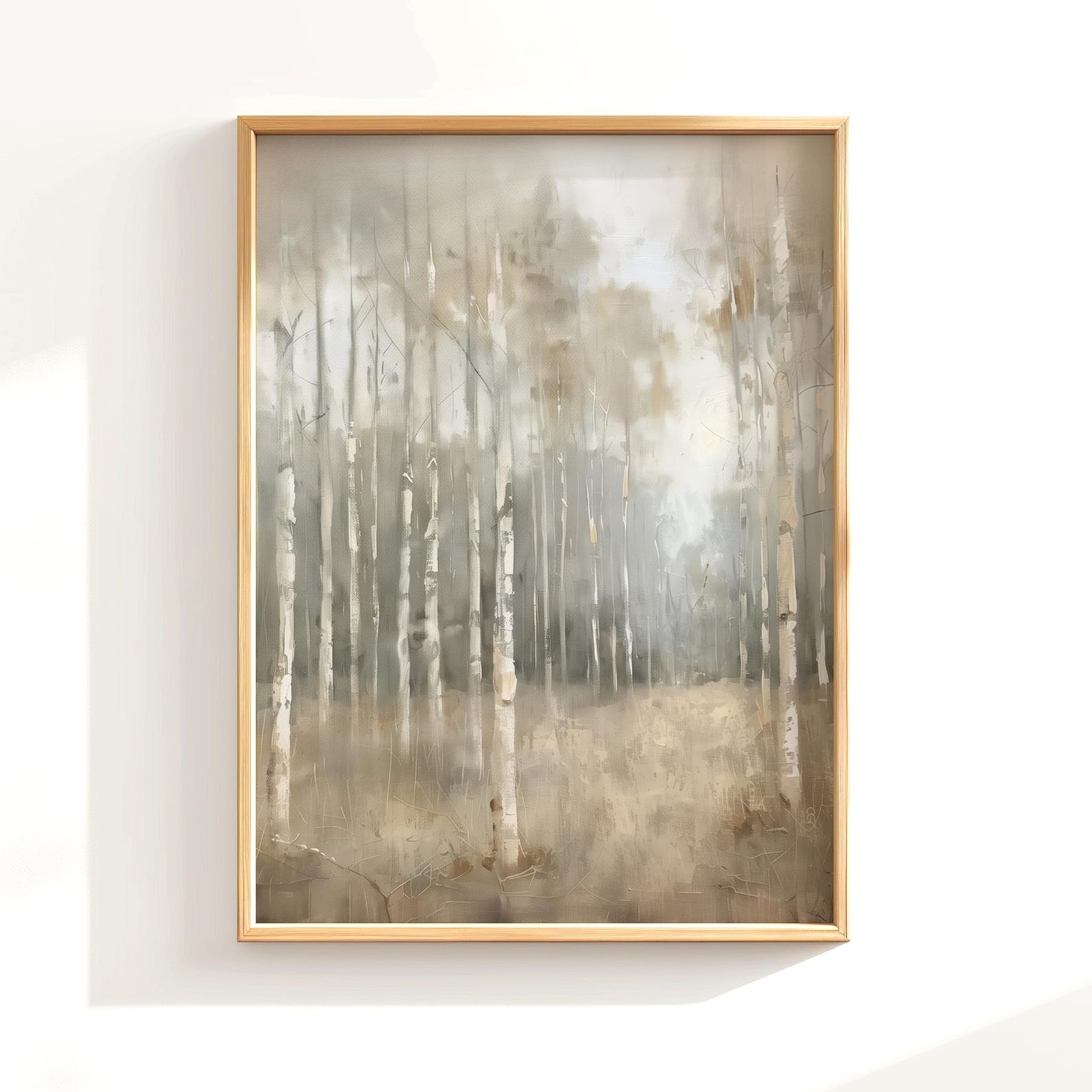 Aspen Tree Wall Art Vintage Birch Tree Painting White Neutral Art Print ...
