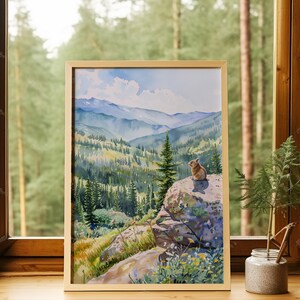 American Pika Print, Glacier National Park Poster, Mountain Watercolor ...