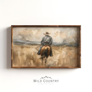 Vintage Western Cowboy Oil Painting, Montana Rodeo Cowboy Art, Western ...