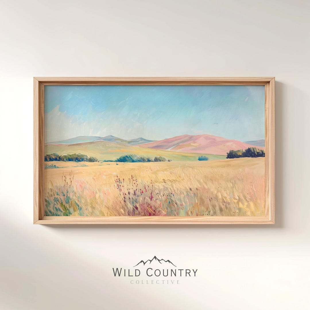 Printable Summer Field Oil Painting, Mountain Art, Summer Poster Print ...