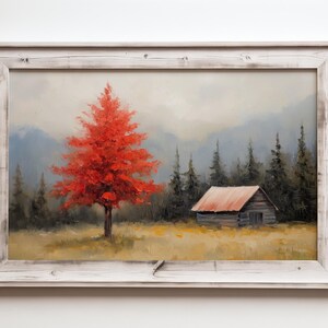 Red Maple Tree Print, Rustic Cabin Wall Decor, Maple Tree Wall Art ...