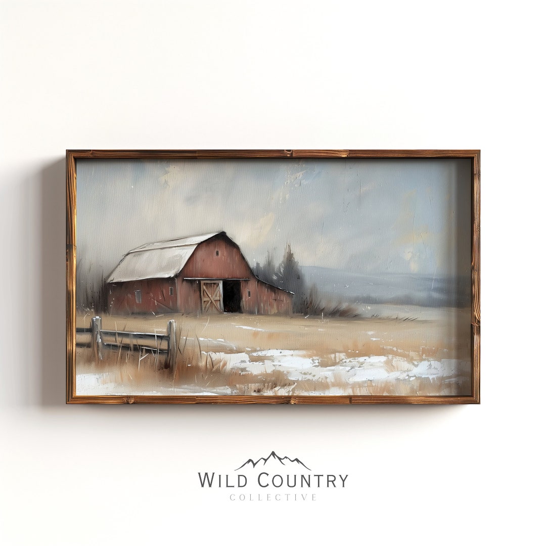 Vintage Old Rustic Barn Poster Print, Farm Scenery Print, Wooden ...