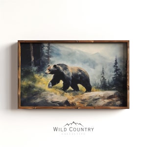 Rustic Black Bear Poster Print, Vintage Forest Wall Art, Rustic Bear ...