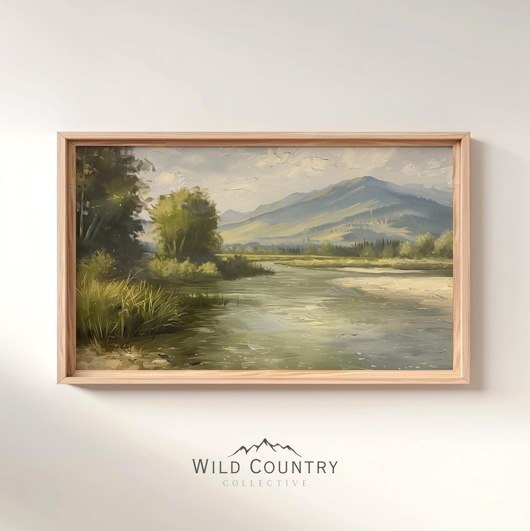 Vintage Rustic River Poster Print, Antique River Landscape Painting ...