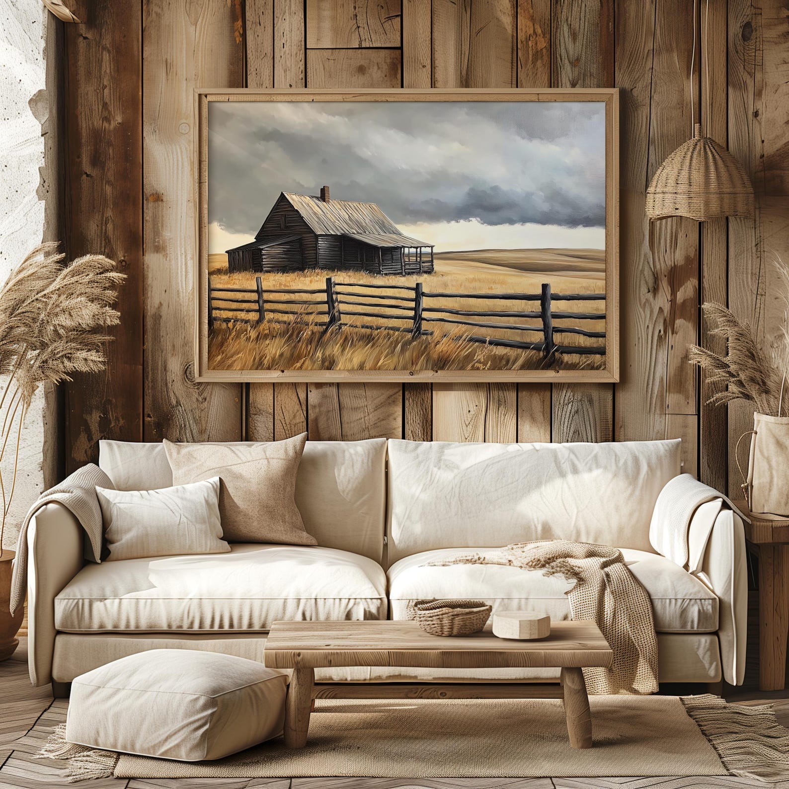 Dark Old Barn Poster Print, Vintage Wooden Barn Oil Painting, Dark ...