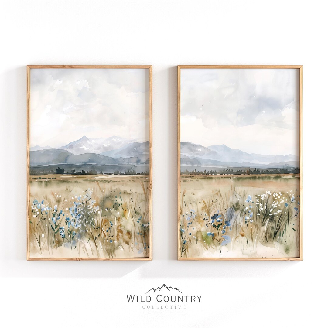 Printable True Forget Me Not Flower Diptych Prints, Floral Watercolor ...