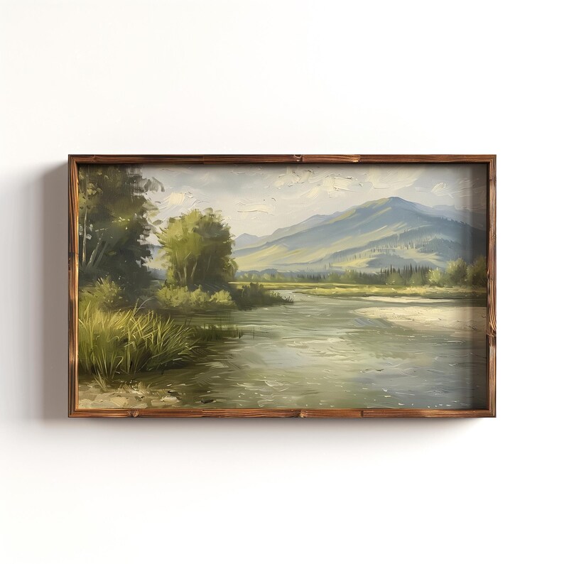 Vintage Rustic River Poster Print, Antique River Landscape Painting ...