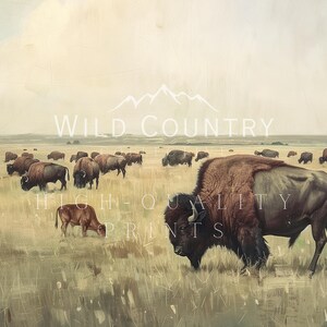 Bison Herd Poster Print, American Bison Painting, Western Wall Art ...