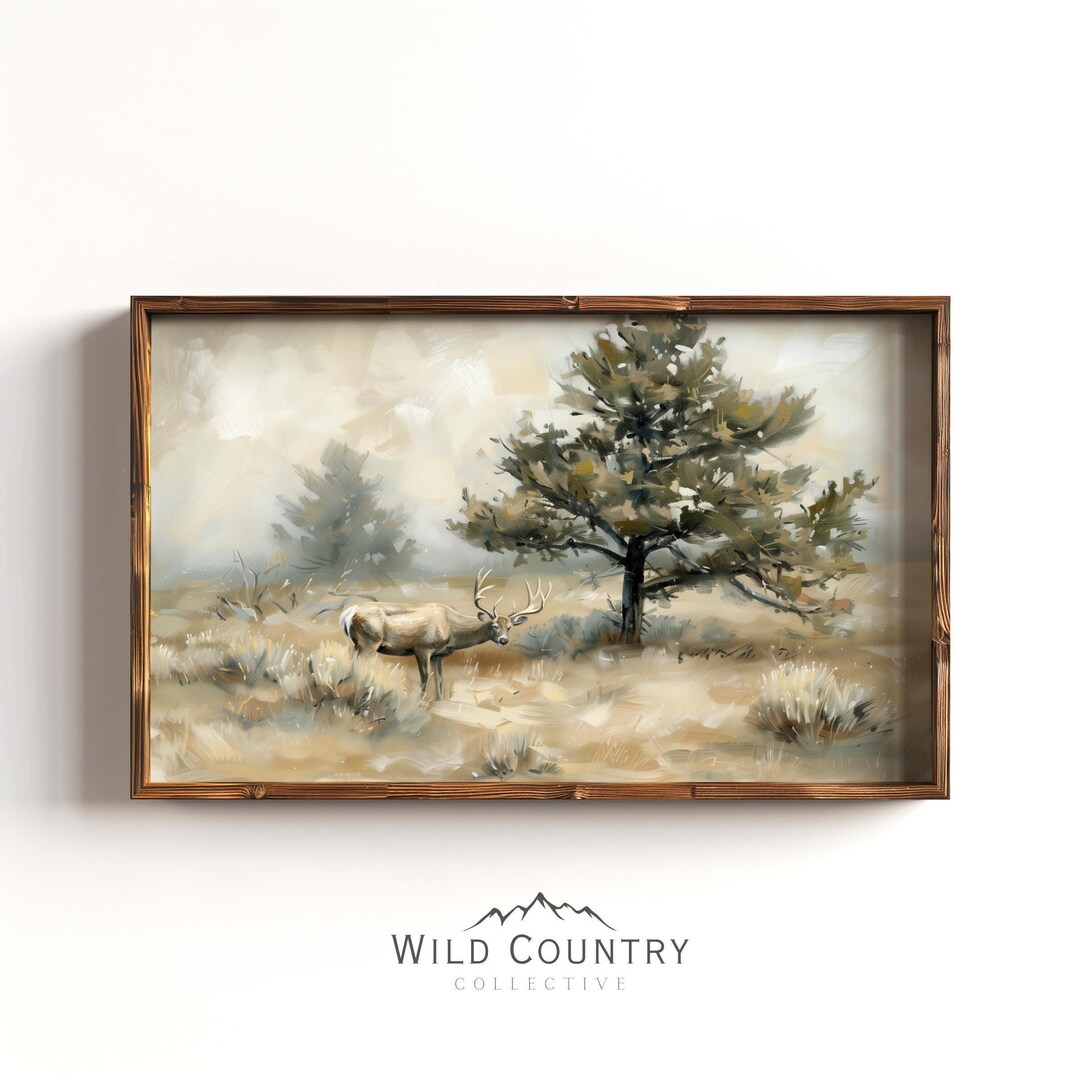 Antique Forest Art Print, Mule Deer Print, Vintage Woodland Room ...