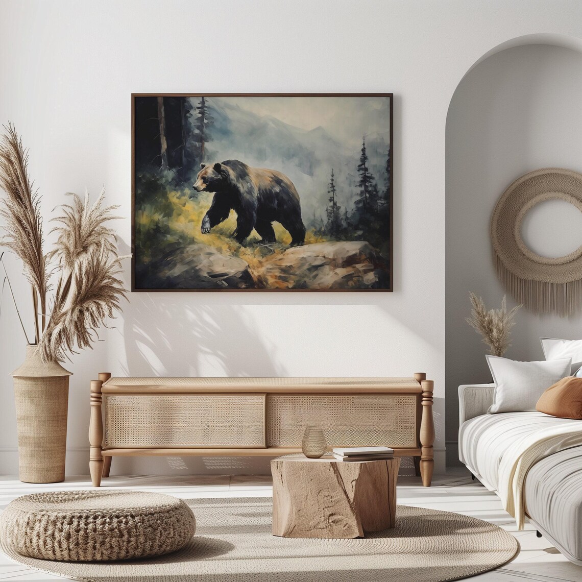 Rustic Black Bear Poster Print, Vintage Forest Wall Art, Rustic Bear ...