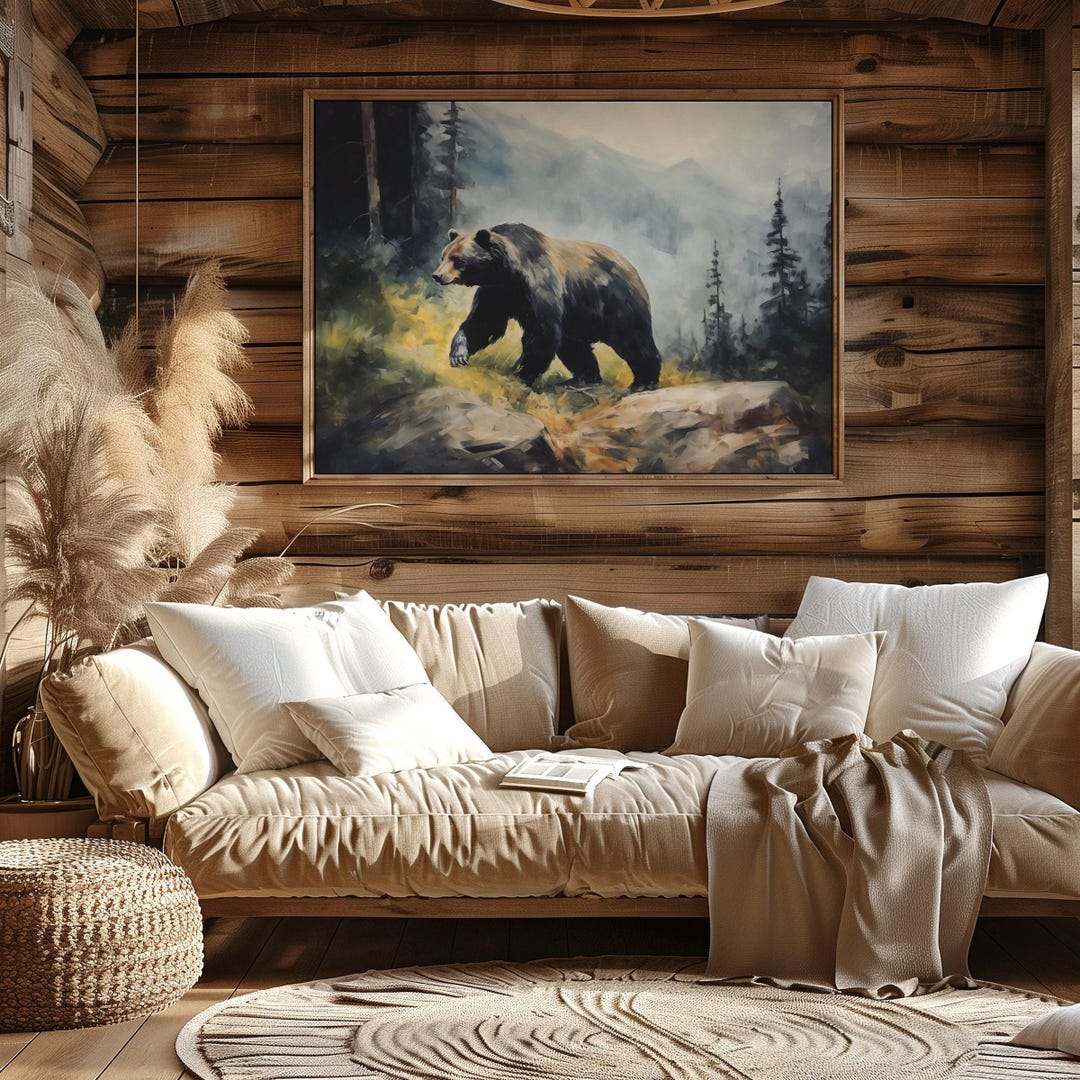 Rustic Black Bear Poster Print, Vintage Forest Wall Art, Rustic Bear ...