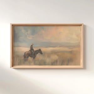 Western Cowboy Oil Painting Art Print Montana Wall Art Vintage Cowboy ...