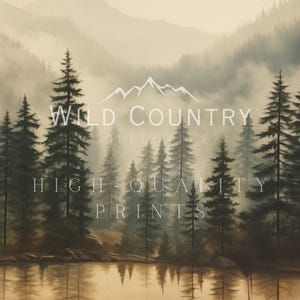 Evergreen Pine Tree Poster, Rustic Forest Landscape, Cabin Wall Art ...