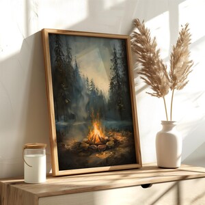 Printable Rustic Campfire Wall Art, Camping Theme Wall Art, Vintage ...