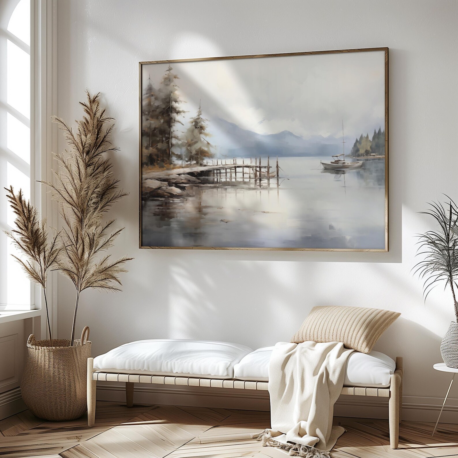 Dockside Lake Art Print Vintage Lake View Wall Art Montana Landscape ...