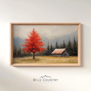 Red Maple Tree Print, Rustic Cabin Wall Decor, Maple Tree Wall Art ...