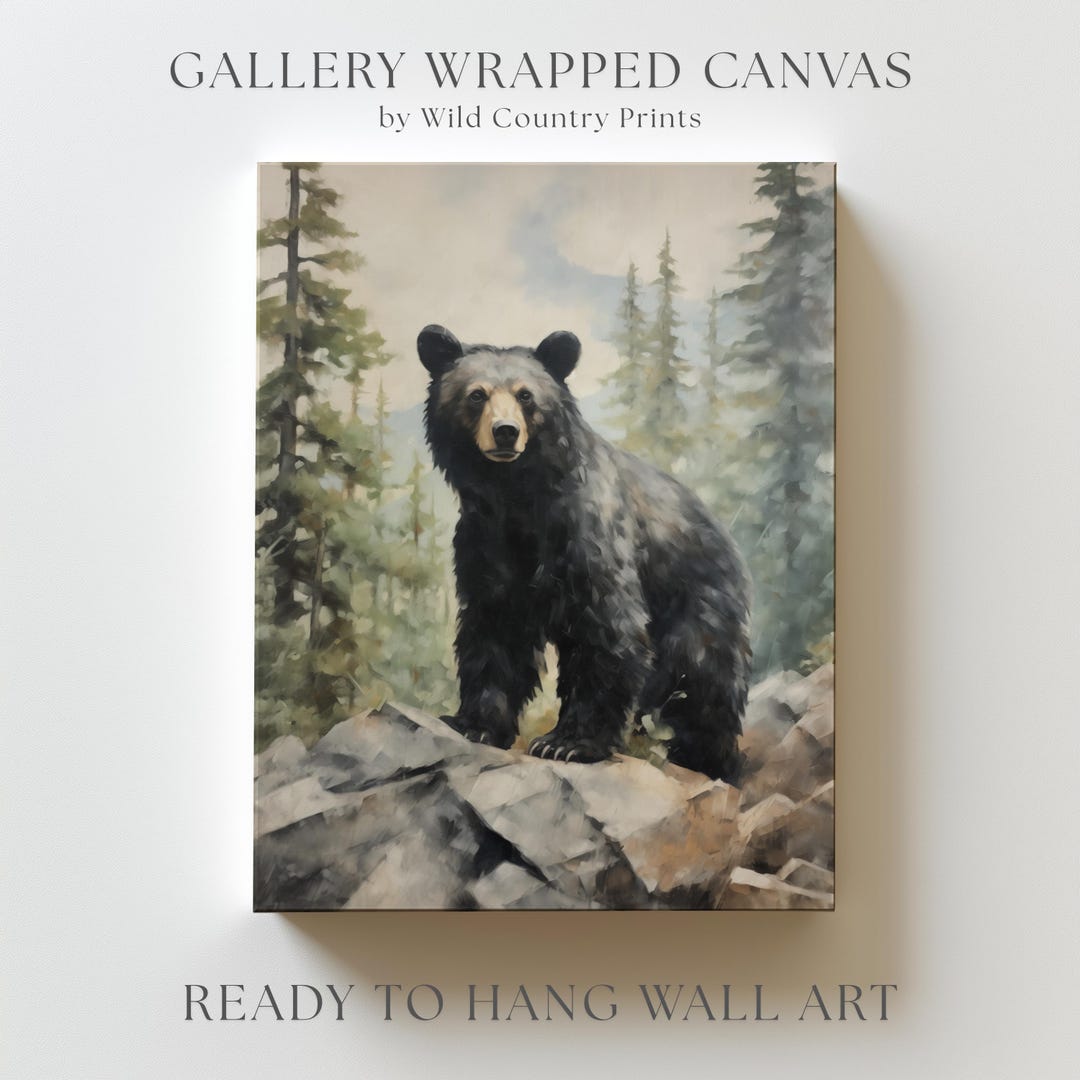 Black Bear Canvas Print Large Bear Wall Art Wildlife Print Black Bear ...