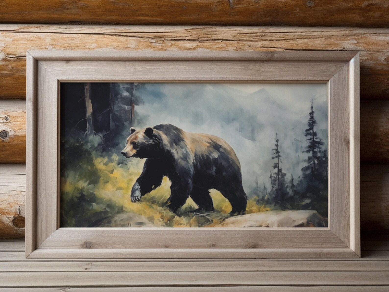 Rustic Black Bear Poster Print, Vintage Forest Wall Art, Rustic Bear ...