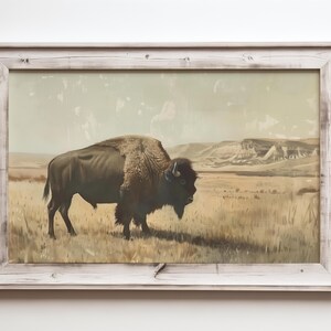 American Bison Painting, Rustic Bison Poster, Buffalo Print, Montana ...
