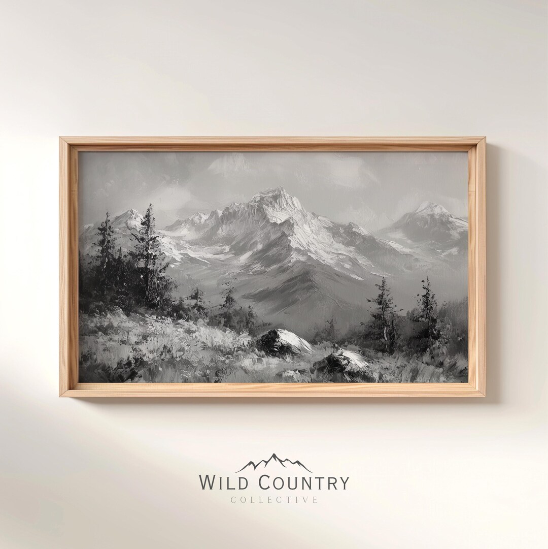 Printable Antique Bitterroot Mountains Painting, Montana Art, Vintage ...