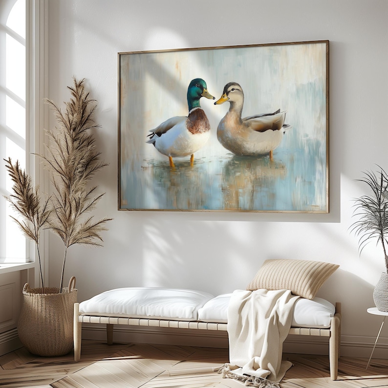 Love Birds Mallard Ducks Poster Print, Gift for Couples, Farmhouse ...