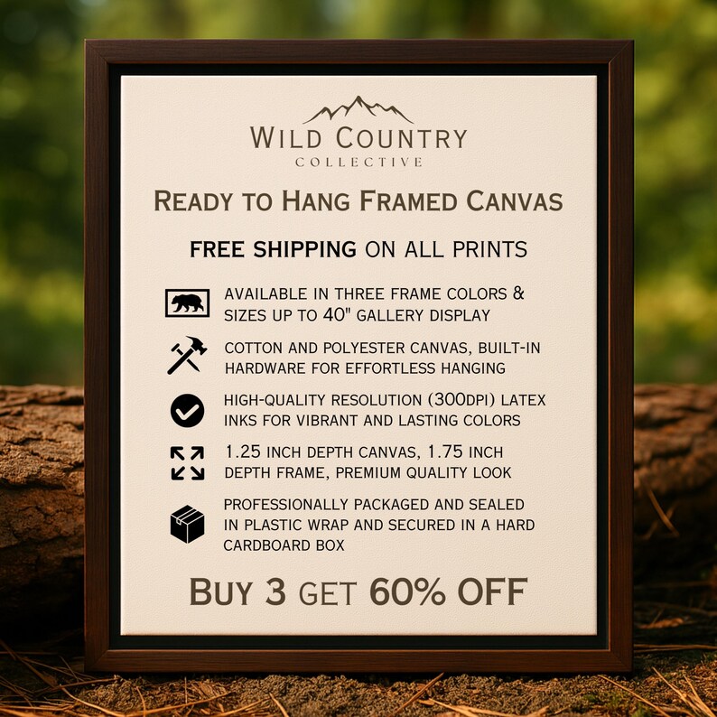 Framed Pine Tree Canvas Print Forest Decor Mountain Home Painting Lake ...