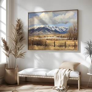 Fall in Montana Landscape Poster Print, Mountain Oil Painting, Rustic ...