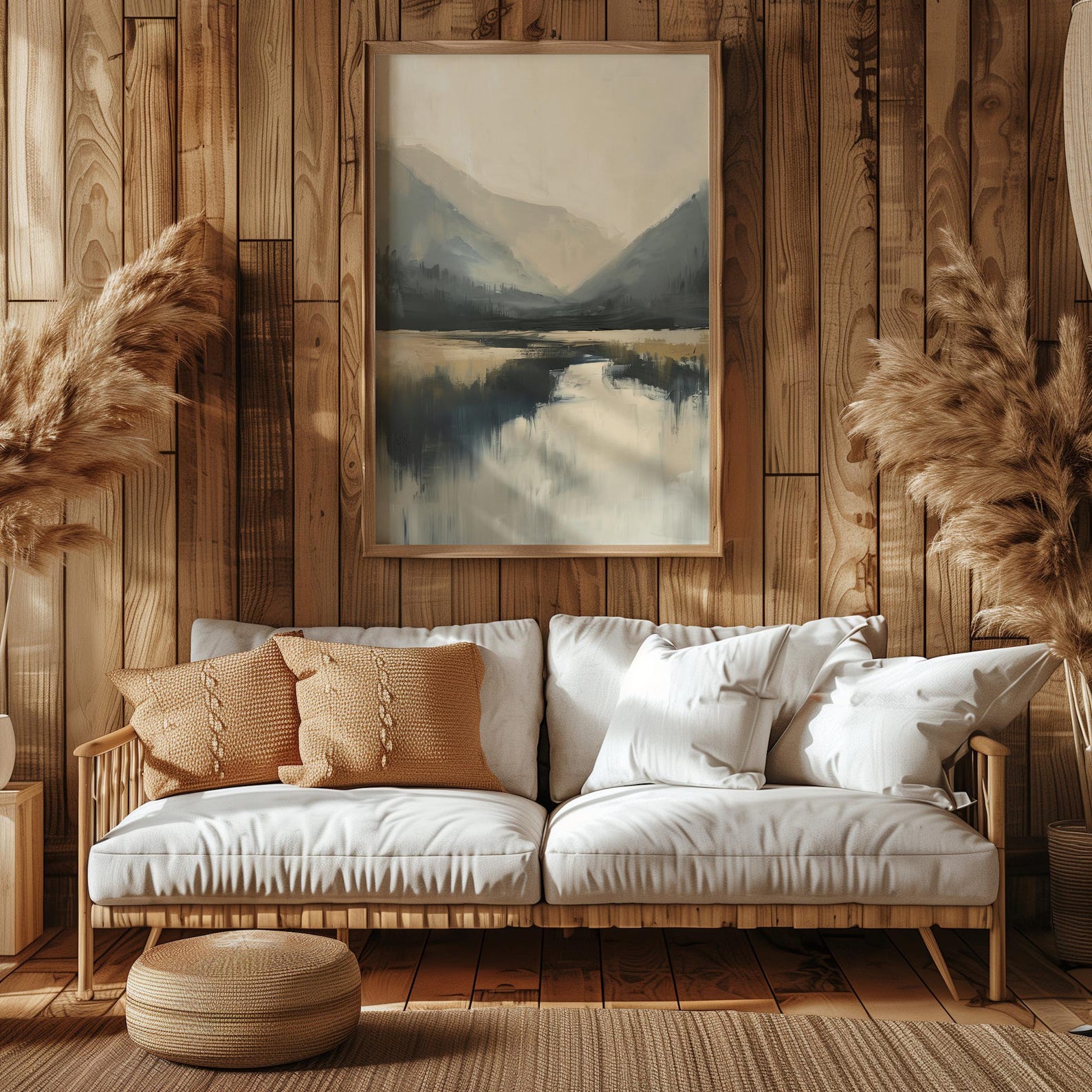 Antique Muted River Painting, Rustic River Poster Print, Vintage Muted ...